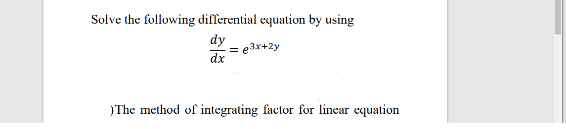 Solved Solve the following differential equation by using dy | Chegg.com