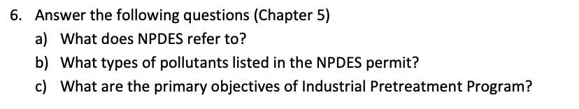Solved 6. Answer the following questions (Chapter 5) a) What | Chegg.com