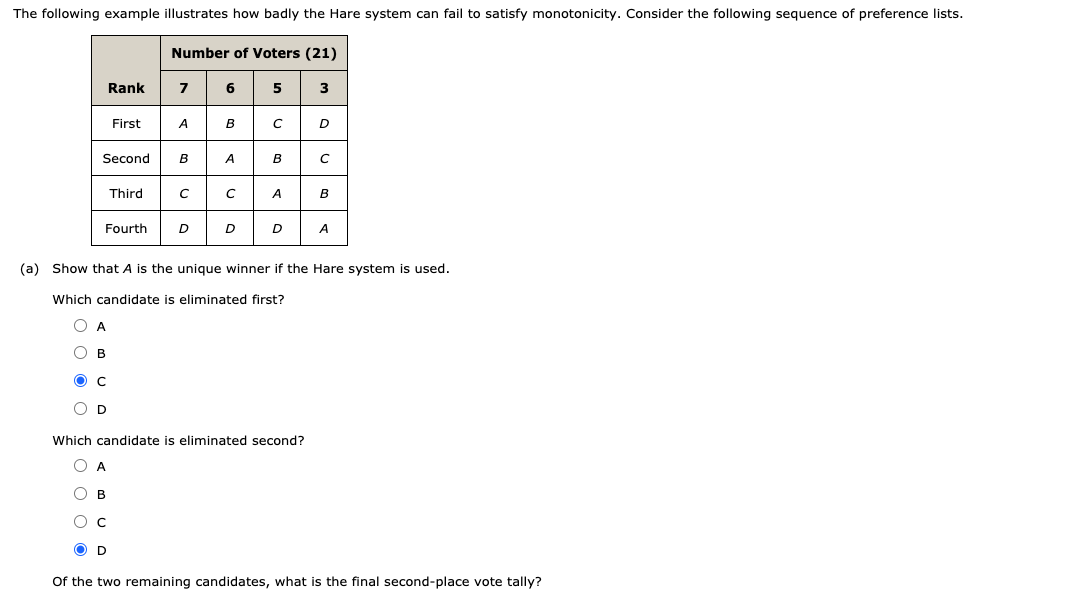 Solved The following example illustrates how badly the Hare | Chegg.com
