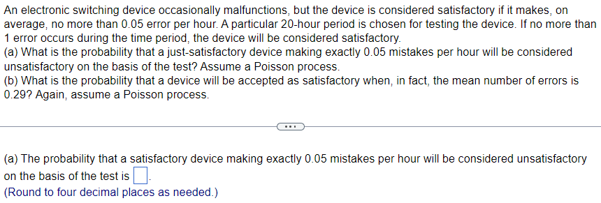 Solved An electronic switching device occasionally | Chegg.com