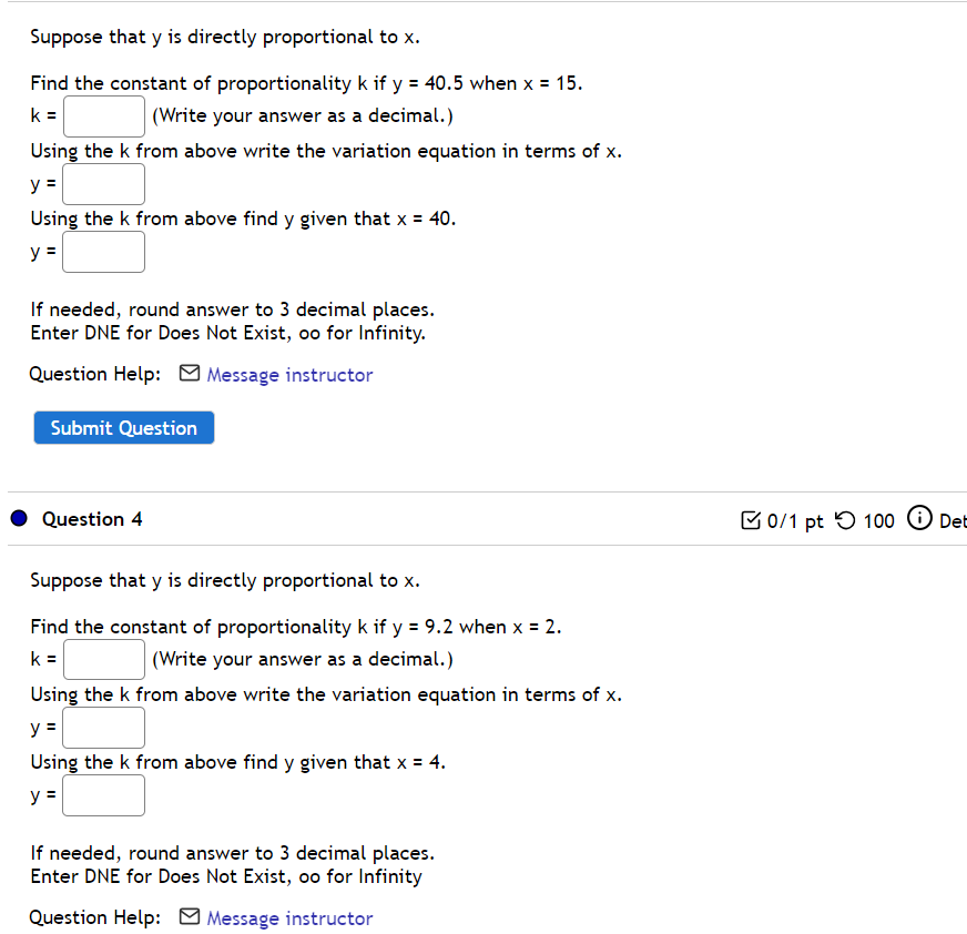Solved Suppose that y is directly proportional to x. Find | Chegg.com