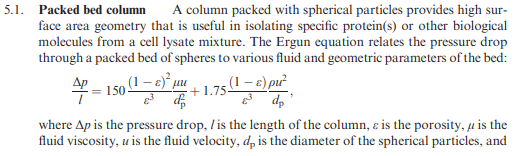Solved 5.1. Packed bed column A column packed with spherical | Chegg.com