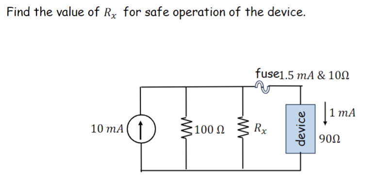 Solved Find the value of Rx for safe operation of the | Chegg.com