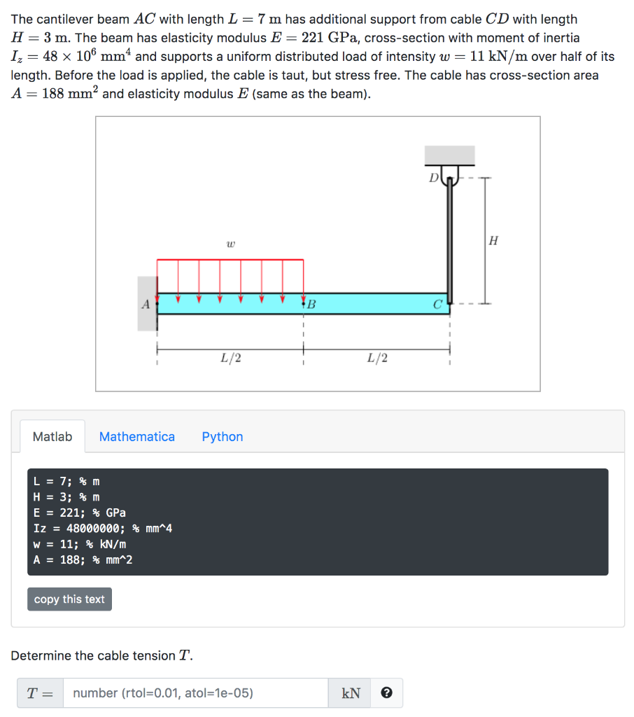 The cantilever beam AC with length L 7m has | Chegg.com