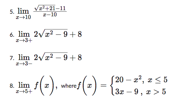 Solved Evaluate each of the limits below using algebraic | Chegg.com