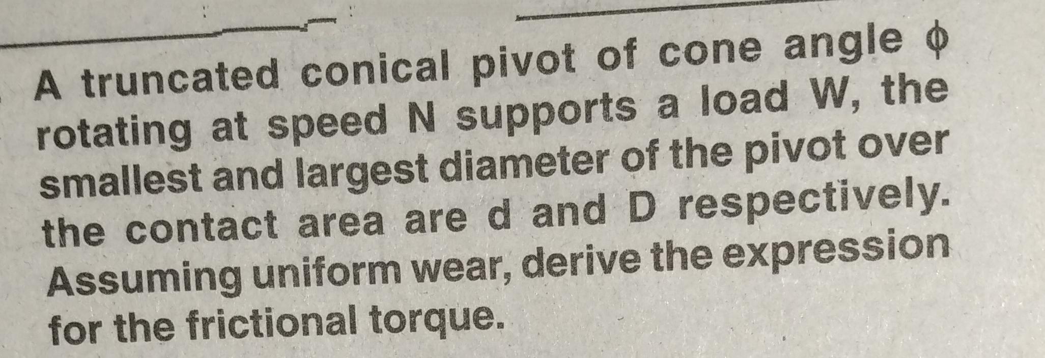 Solved A truncated conical pivot of cone angle o rotating at | Chegg.com