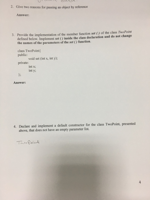 Solved Give two reasons for passing an object by reference | Chegg.com