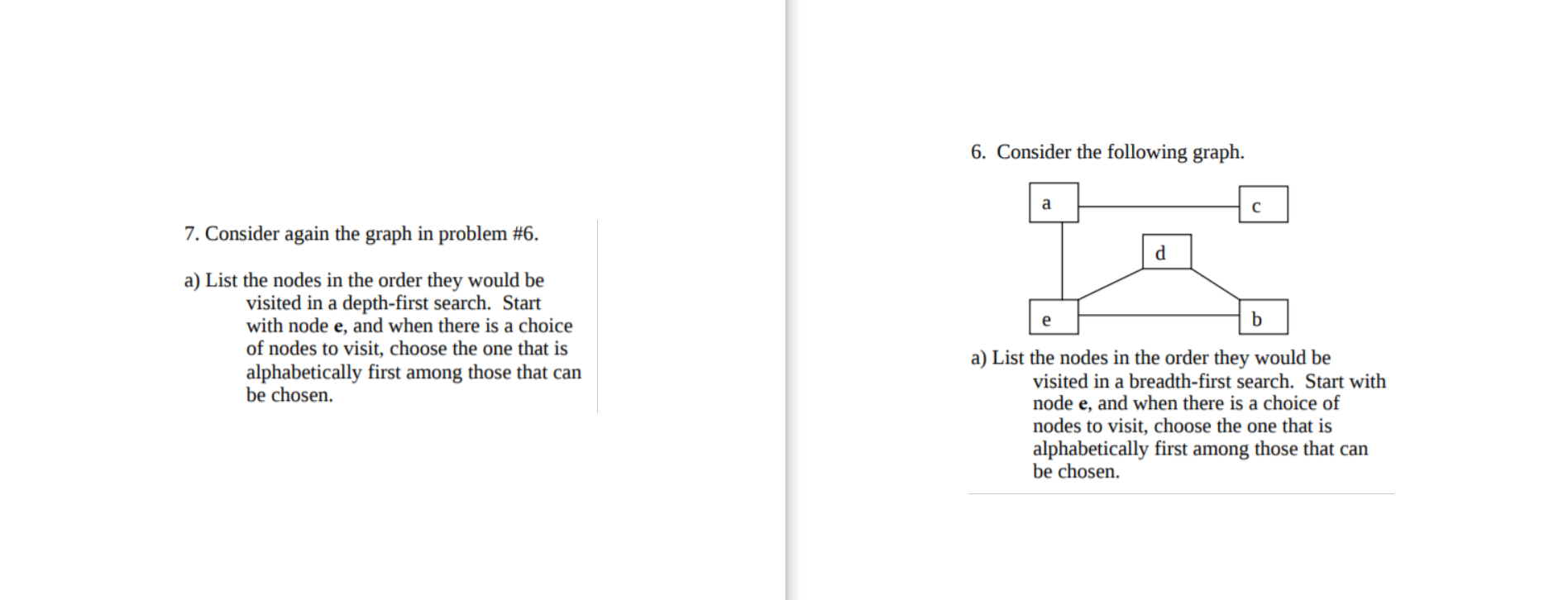 Solved 6 Consider The Following Graph A с D 7 Consider