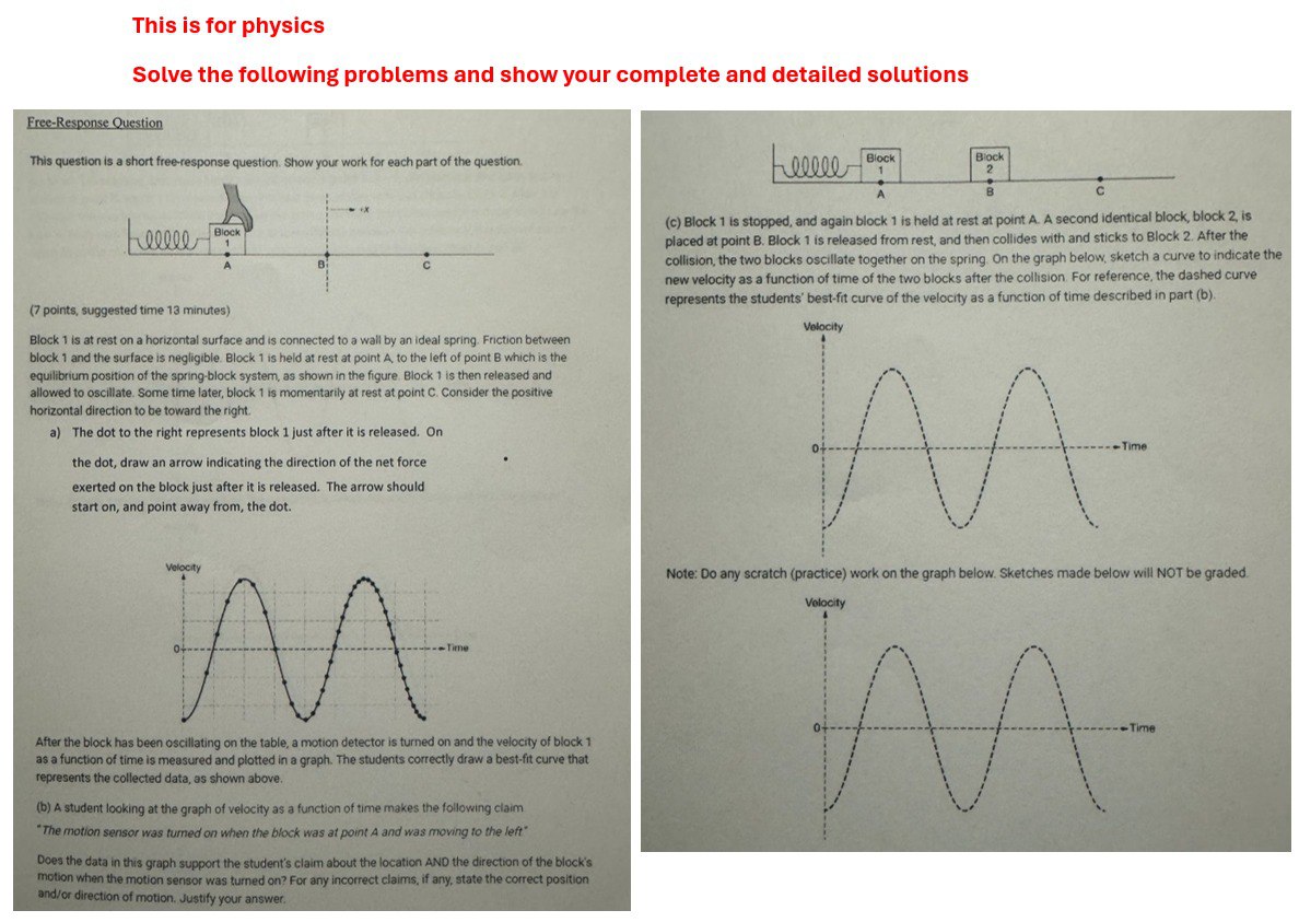 Solved (c) ﻿Block 1 ﻿is stopped, and again block 1 ﻿is held | Chegg.com