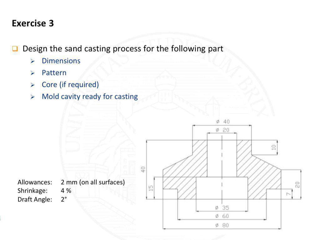 Solved Exercise 3 Design the sand casting process for the | Chegg.com