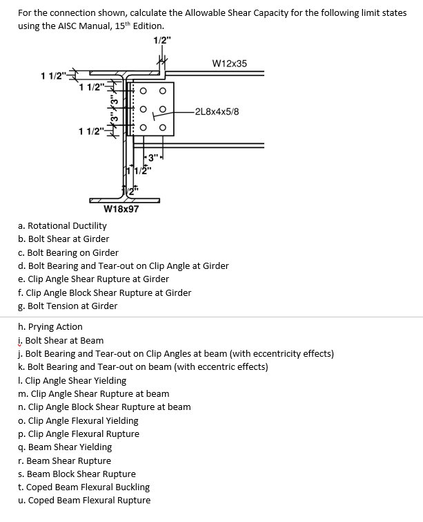 Solved For the connection shown, calculate the Allowable | Chegg.com