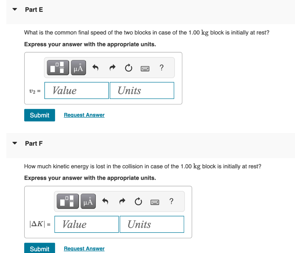 Solved Two blocks of clay, one of mass 1.00 kg and one of | Chegg.com