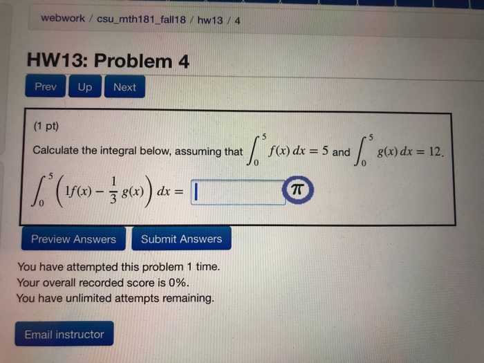 Solved webwork / csu mth181_fall18 / hw13/4 HW13: Problem 4 | Chegg.com Solved webwork / csu mth181_fall18 / hw13/4 HW13: Problem 4 | Chegg.com