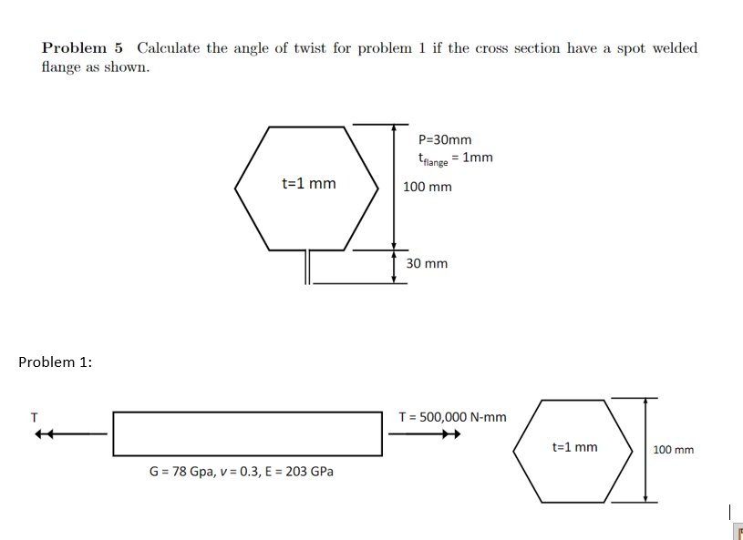 Solved Problem 5 Calculate the angle of twist for problem 1 | Chegg.com