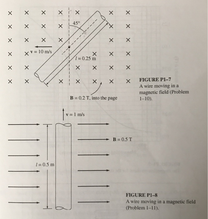 Solved 1-10. A wire is shown in Figure P1-7 that is moving | Chegg.com