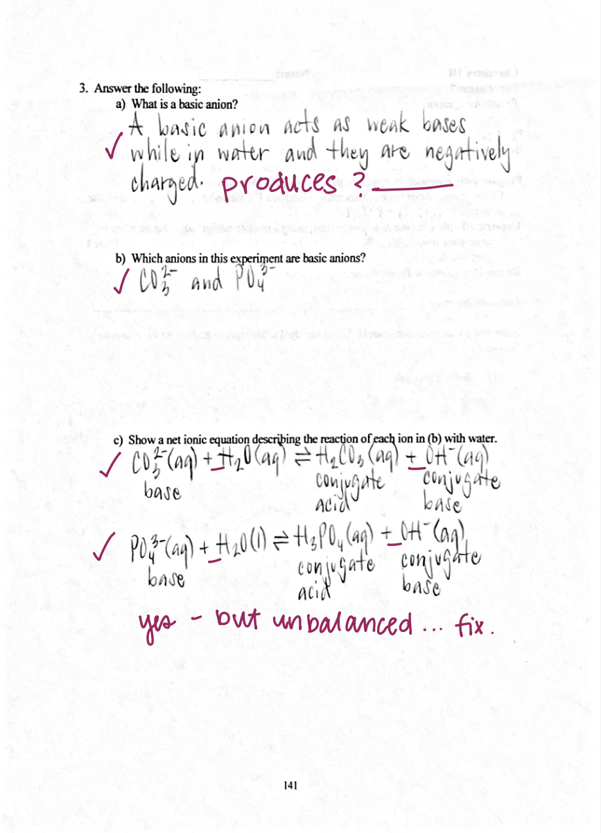 Solved 3. Answer the following: a) What is a basic anion? A, | Chegg.com