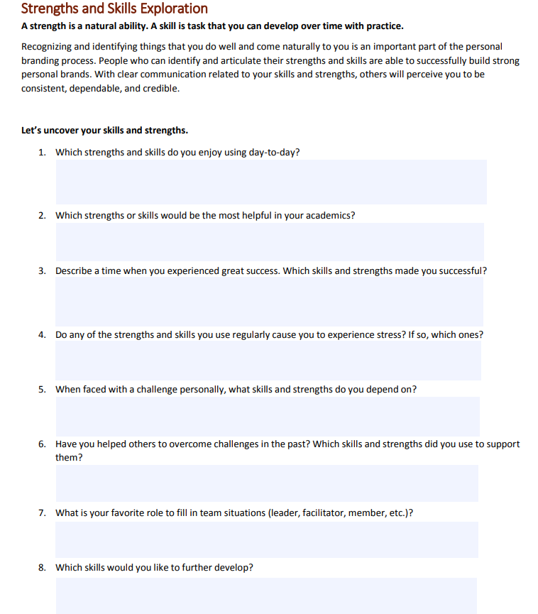 Solved Strengths and Skills Exploration A strength is a | Chegg.com