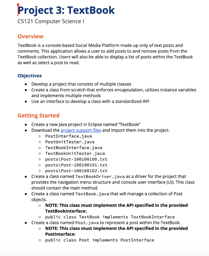 Project 3: TextBook CS121 Computer Science | Overview | Chegg.com