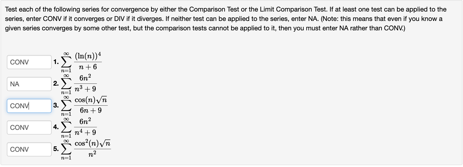 Solved Test each of the following series for convergence by | Chegg.com