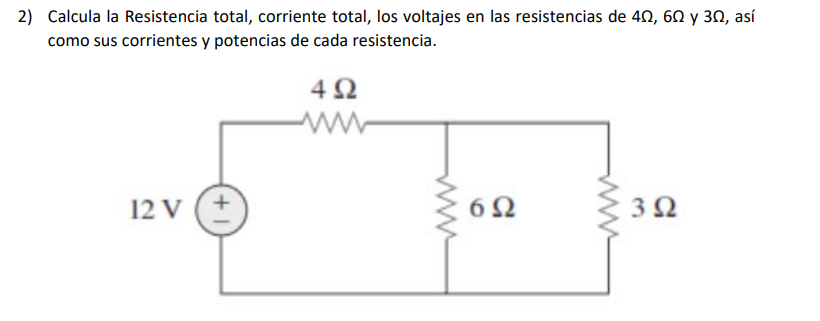 Solved 2) Calcula la Resistencia total, corriente total, los | Chegg.com