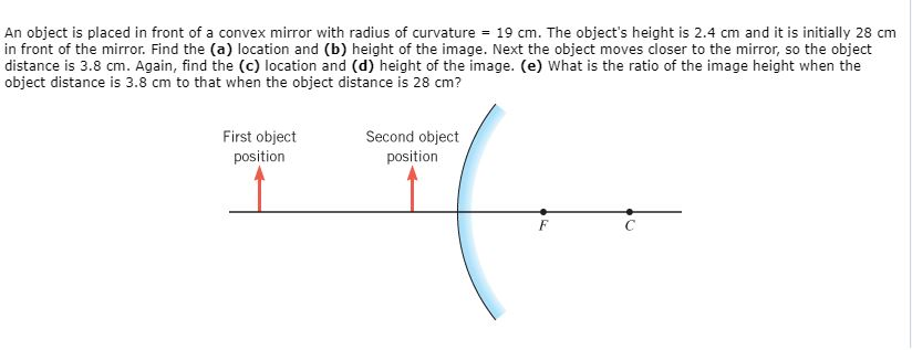 Solved An Object Is Placed In Front Of A Convex Mirror With 9945