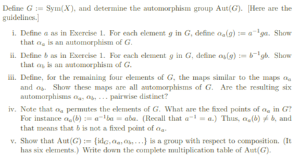 Solved Define G := Sym(x), and determine the automorphism | Chegg.com