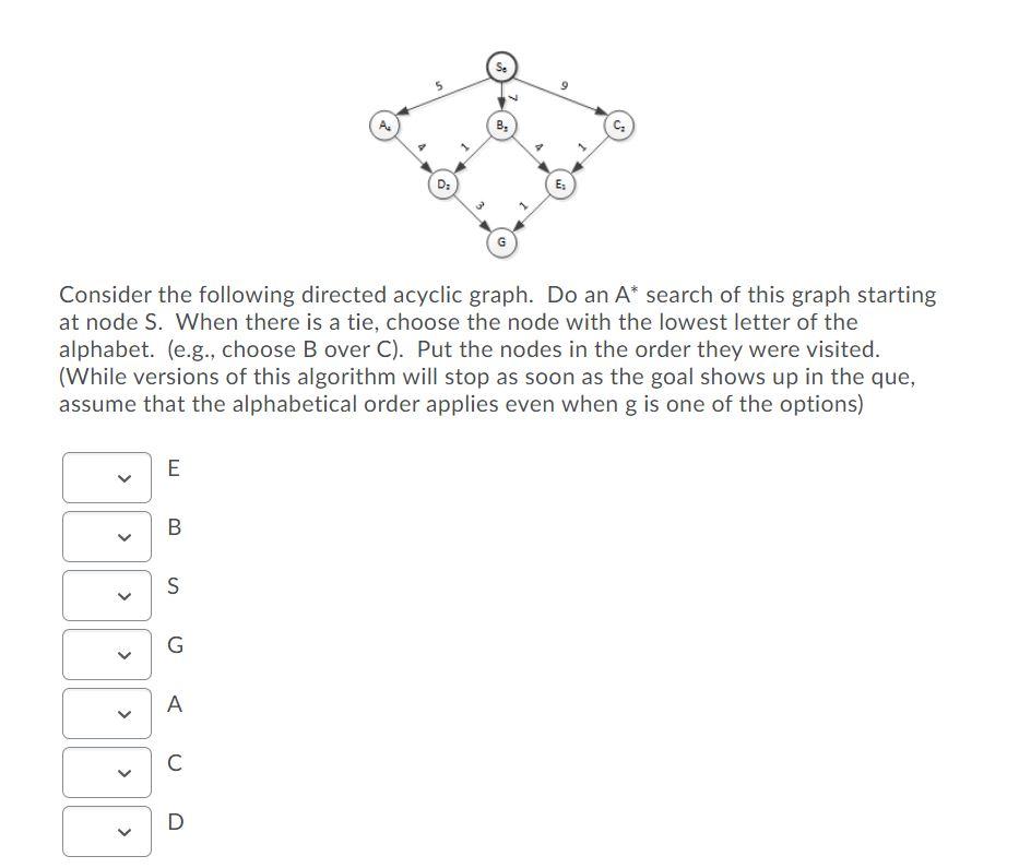 Solved 9 A. B. D: Consider the following directed acyclic | Chegg.com