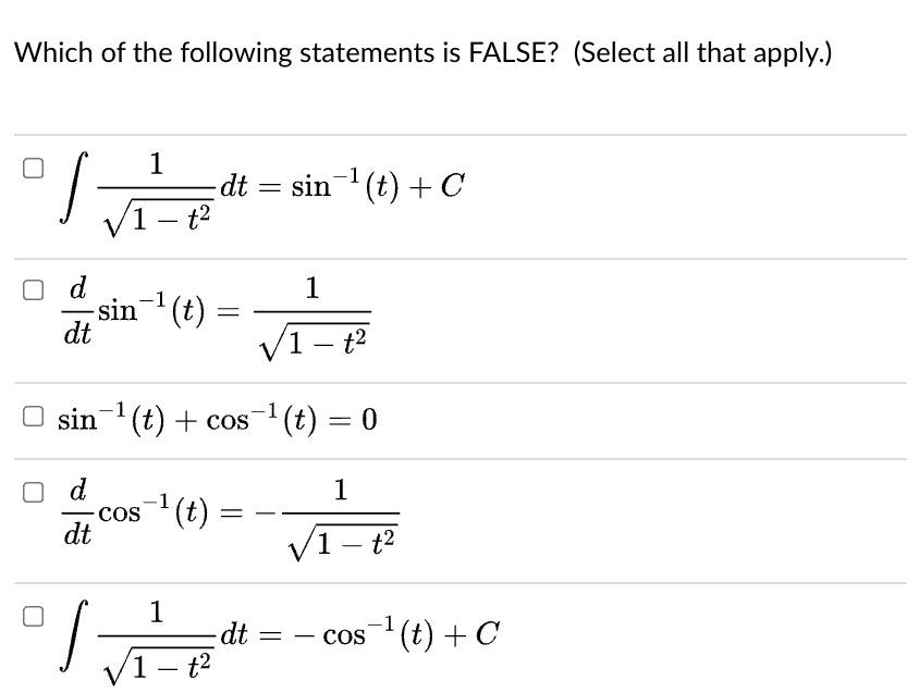 Solved Which of the following statements is FALSE? (Select | Chegg.com