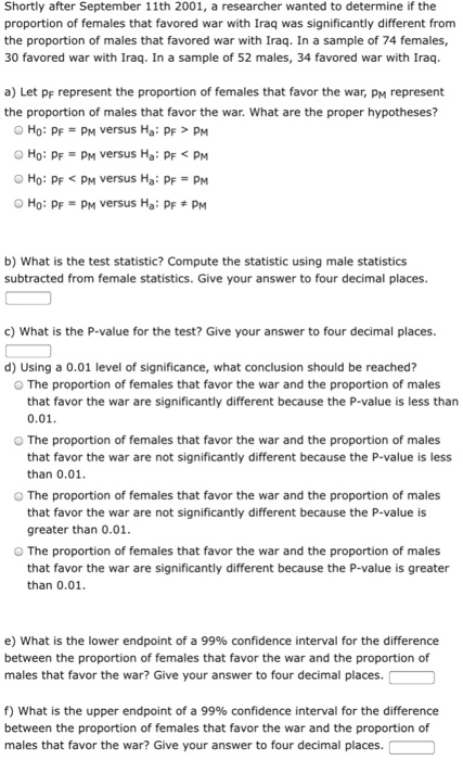 Solved Shortly after September 11th 2001, a researcher | Chegg.com