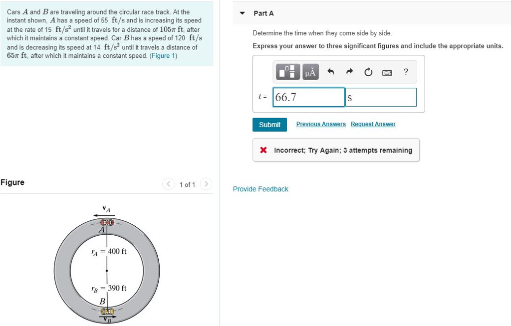 Solved Cars A and B are traveling around the circular race | Chegg.com