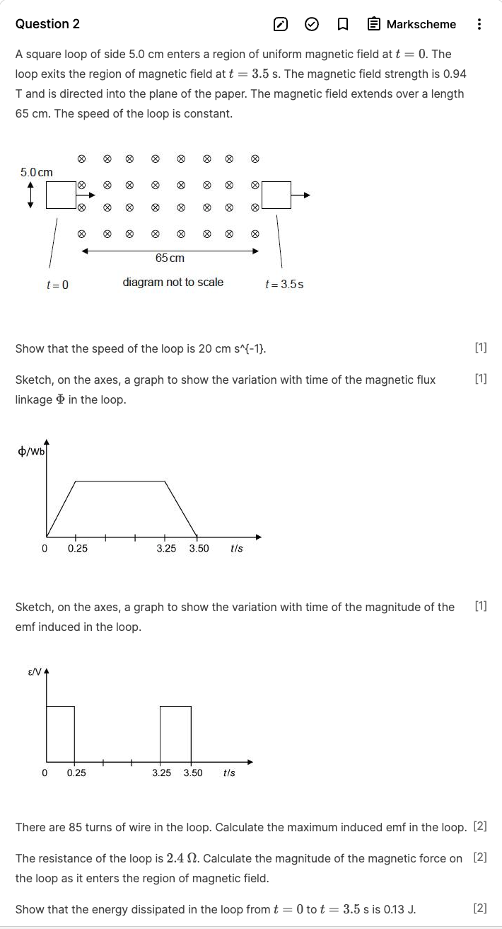 Solved A square loop of side 5.0 cm enters a region of | Chegg.com