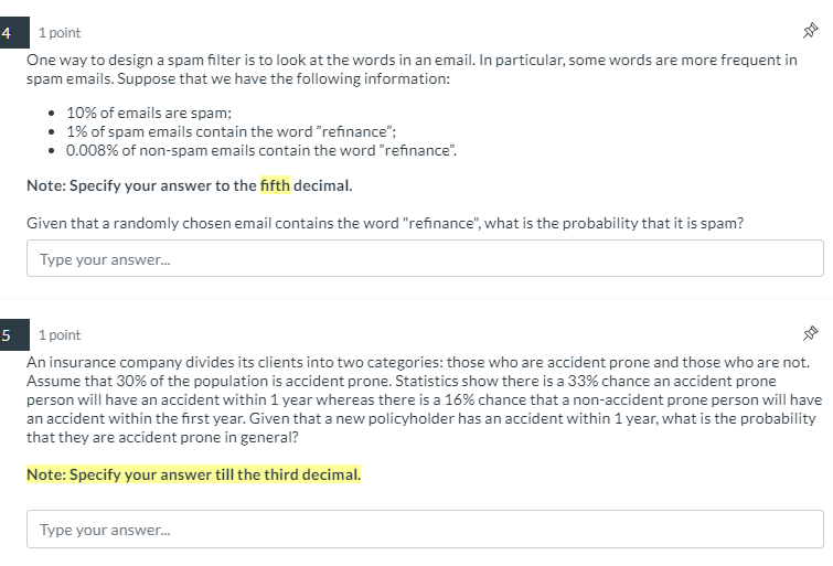 Solved 1 point One way to design a spam filter is to look at | Chegg.com