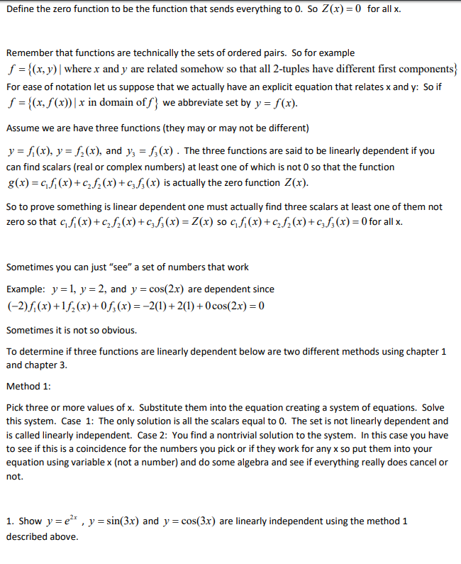 Solved Define the zero function to be the function that | Chegg.com