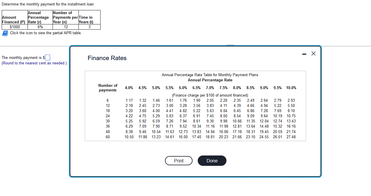 Solved Click the icon to view the partial APR table.The | Chegg.com