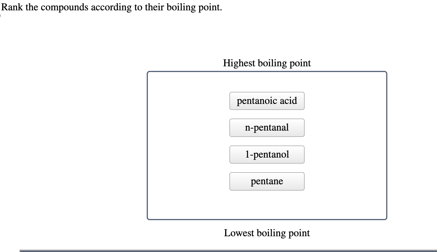 Solved Rank the compounds according to their boiling | Chegg.com