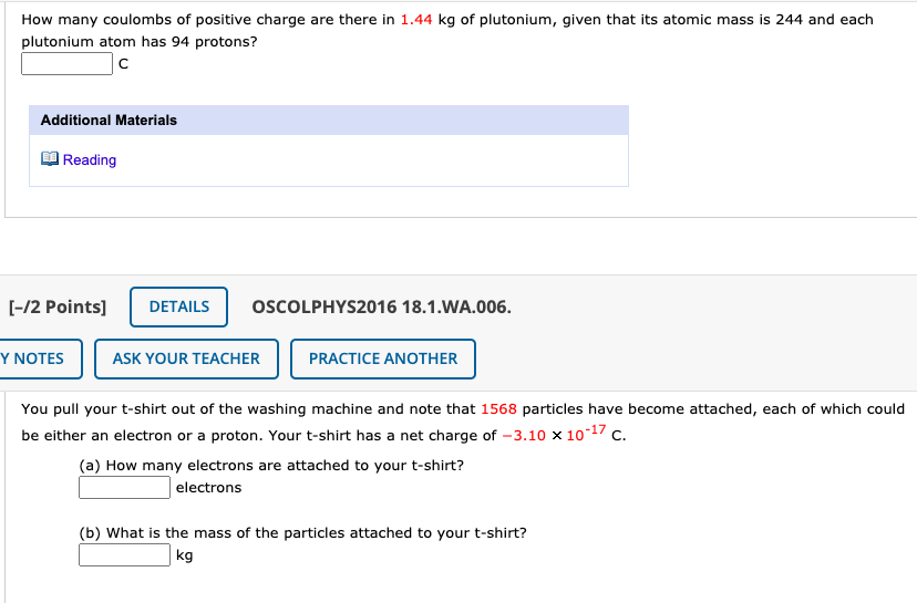 Solved How many coulombs of positive charge are there in | Chegg.com
