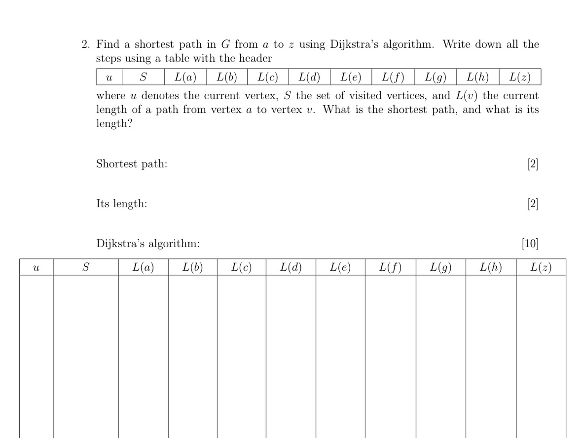 Solved We consider the following weighted undirected graph G | Chegg.com