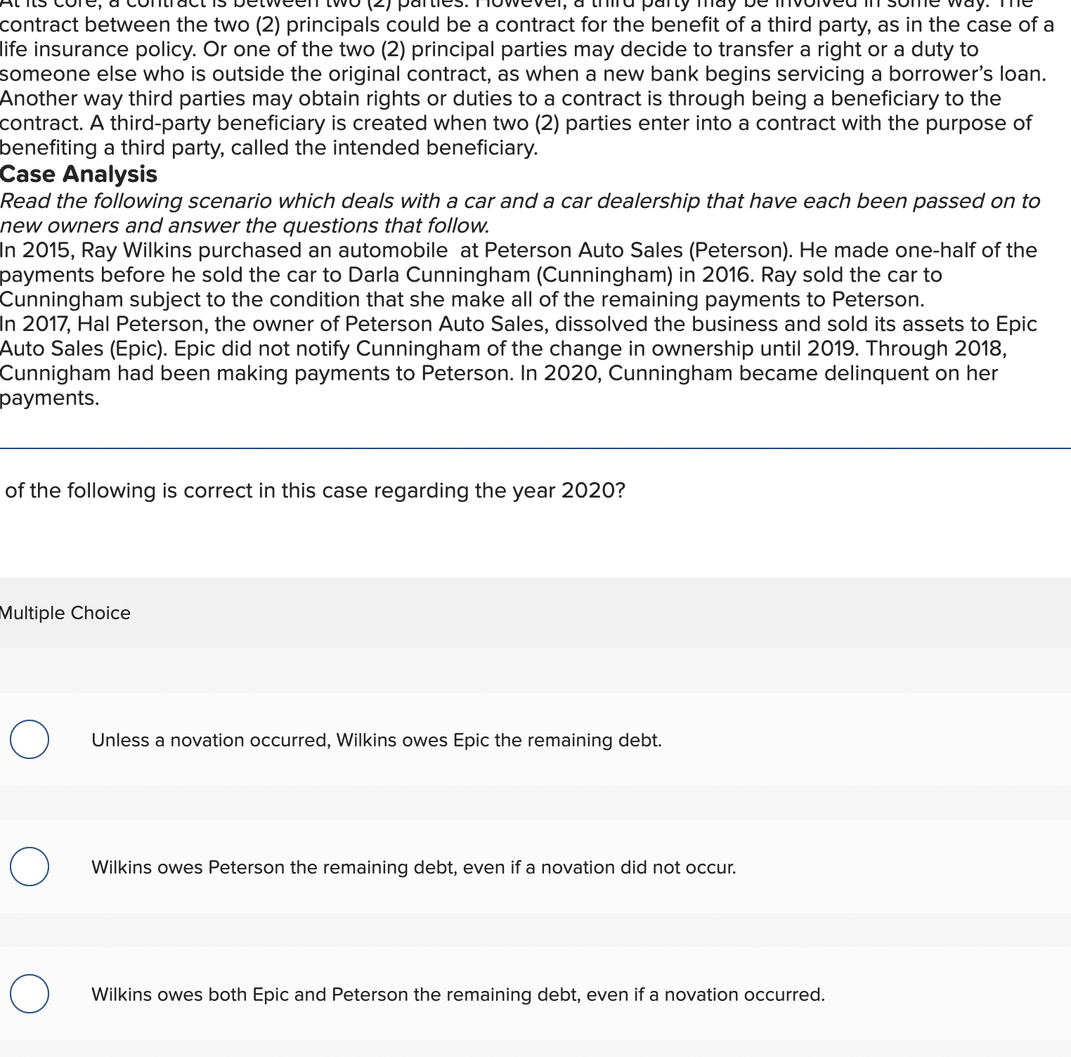 Solved contract between the two (2) principals could be a | Chegg.com