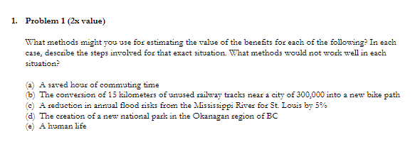 Solved 1. Problem 1 (2x value) What methods might you use | Chegg.com