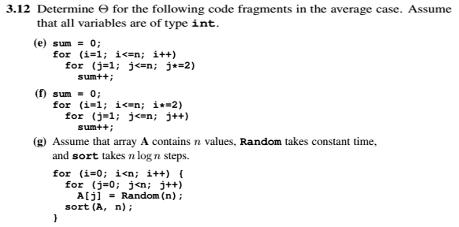 (Solved) : 312 Determine Following Code Fragments Average Case Assume ... (Solved) : 312 Determine Following Code Fragments Average Case Assume ...