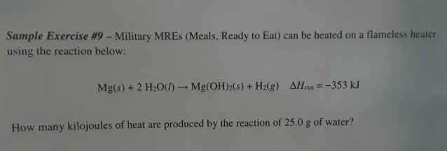 Solved Sample Exercise #9 - Military MREs (Meals, Ready to | Chegg.com