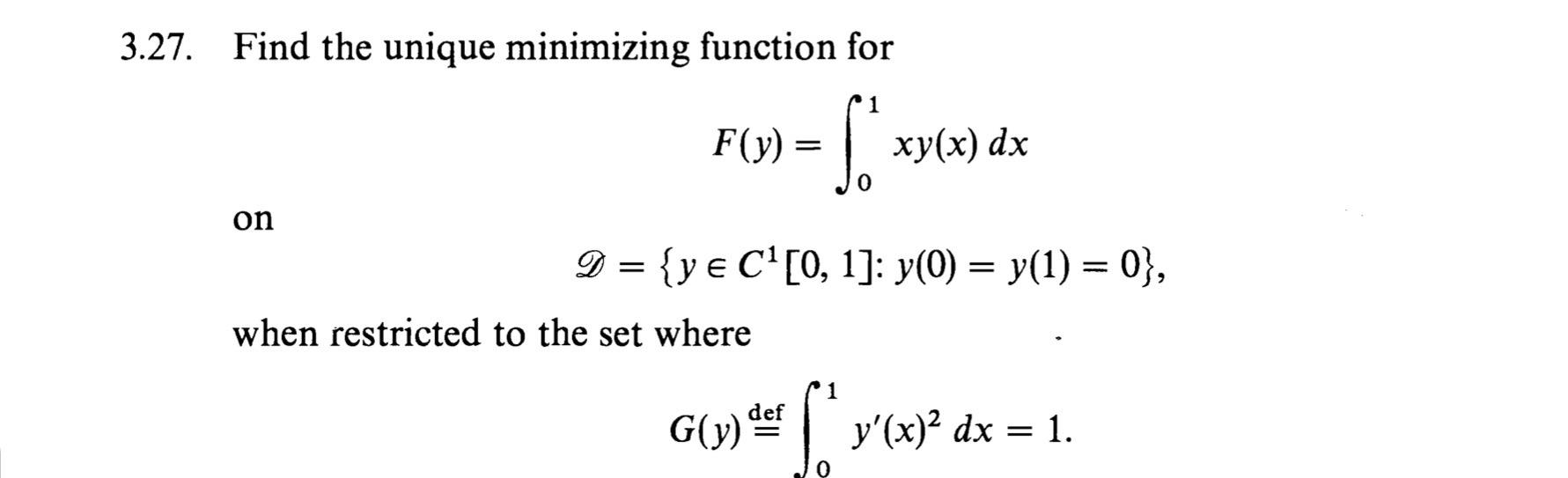 Solved 3.27. Find the unique minimizing function for Fly) f) | Chegg.com