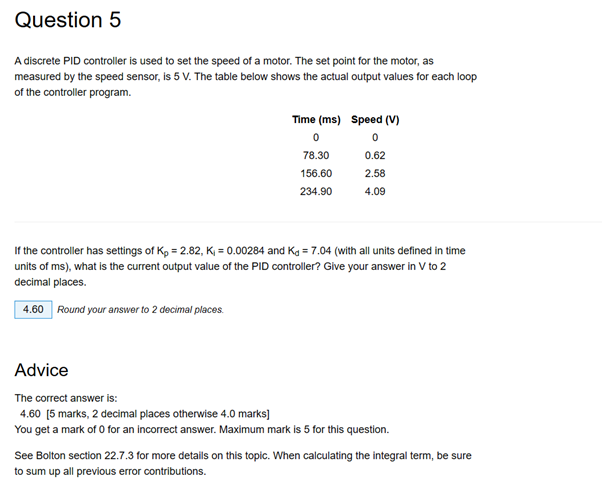 Solved Question 5A discrete PID controller is used to set | Chegg.com