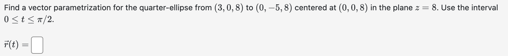 Solved Find a vector parametrization for the quarter-ellipse | Chegg.com