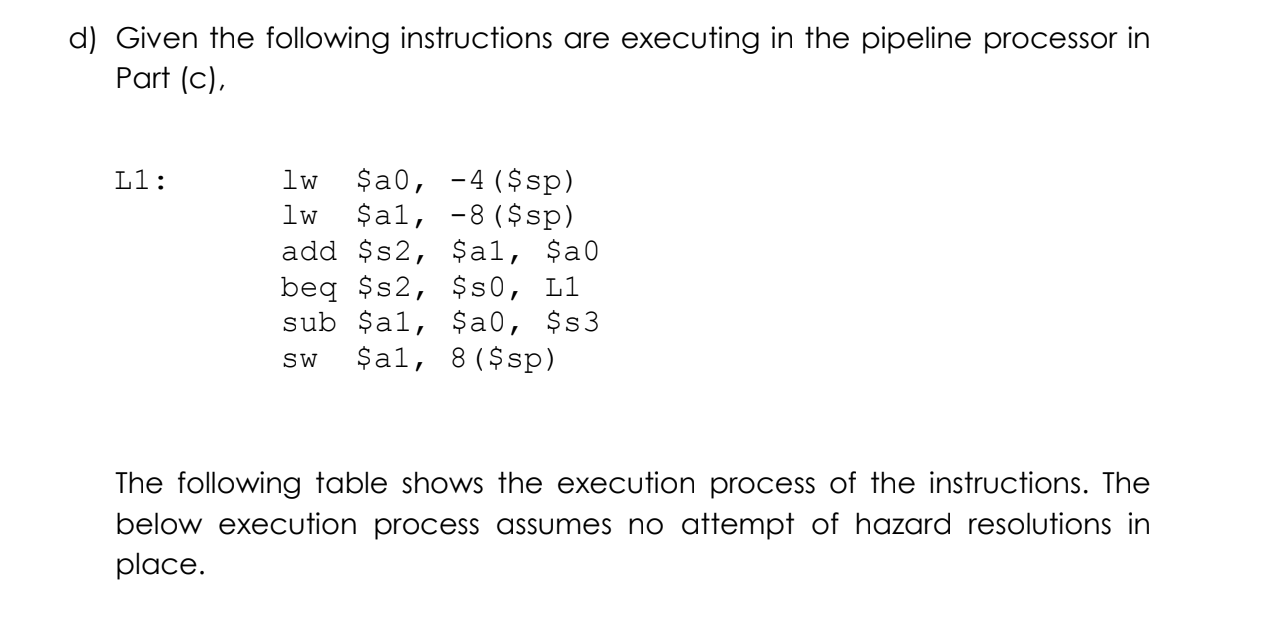 Solved c) Given the following instruction sequence which is | Chegg.com