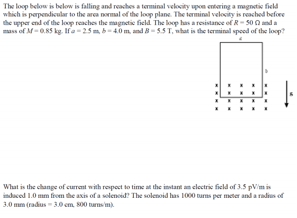 Solved The loop below is below is falling and reaches a | Chegg.com