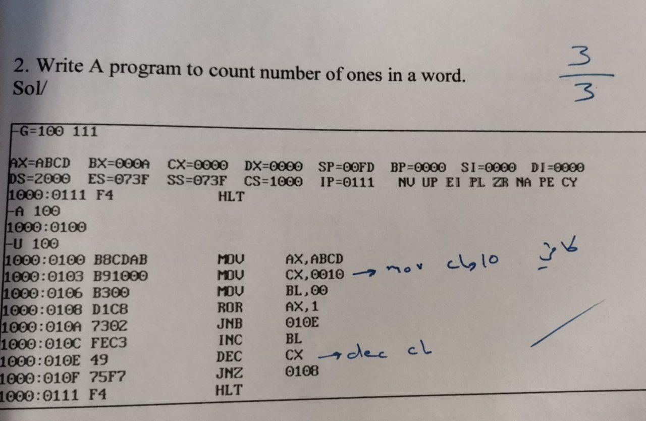Solved 2. Write A program to count number of ones in a word. | Chegg.com