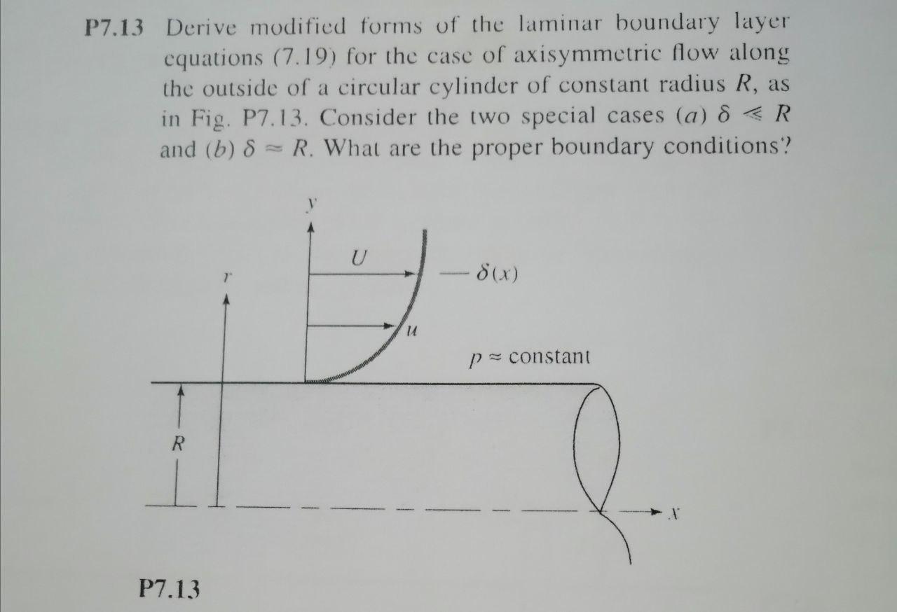 Solved P7.13 Derive modified forms of the laminar boundary | Chegg.com