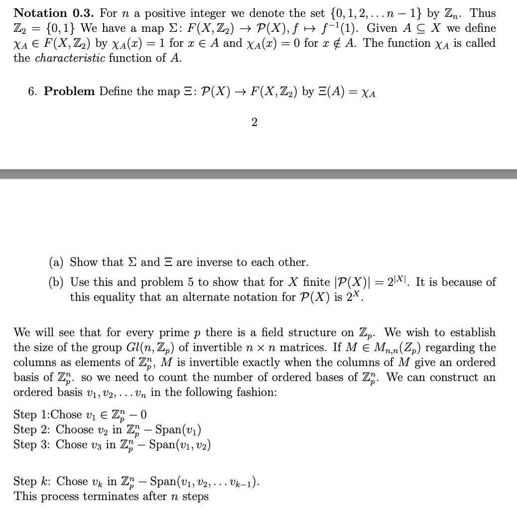 Solved Notation 0.3. For n a positive integer we denote the | Chegg.com