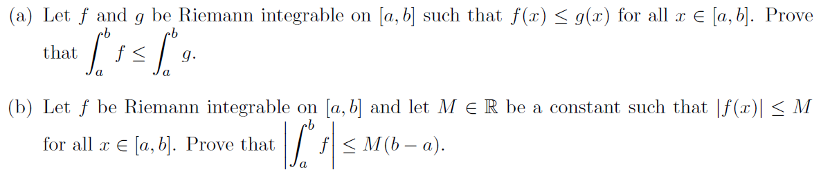 Solved (a) Let f and g be Riemann integrable on [a,b] such | Chegg.com